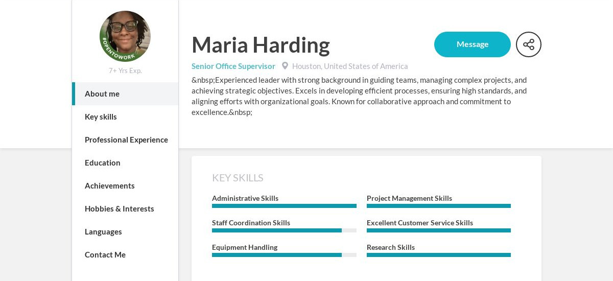 Maria Harding Online Resume | CraftmyCV