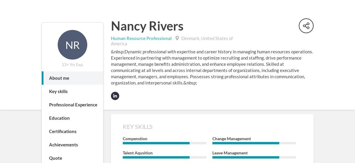 Nancy Rivers Online Resume | CraftmyCV