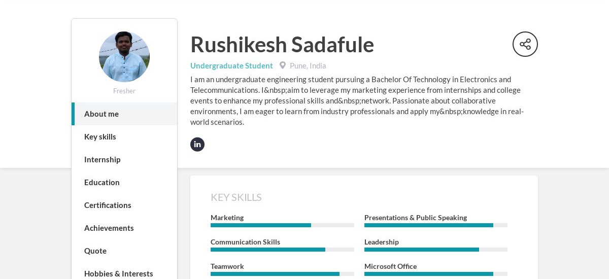 Rushikesh Sadafule Online Resume | CraftmyCV