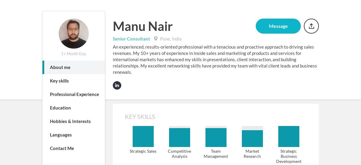 Manu Nair Online Resume | CraftmyCV