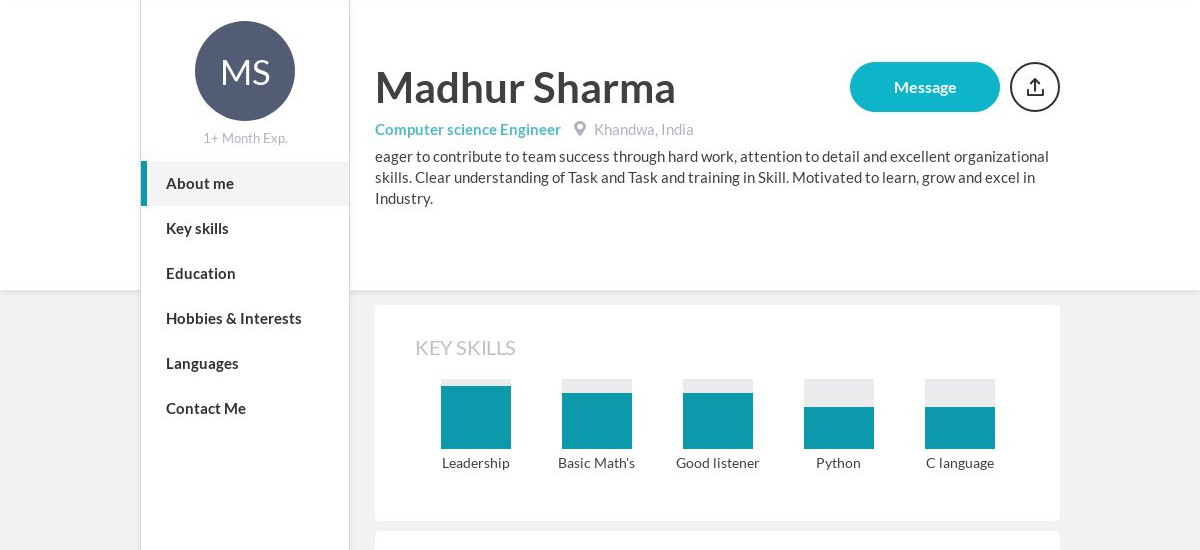 Madhur Sharma Online Resume | CraftmyCV Madhur Sharma Online Resume | CraftmyCV