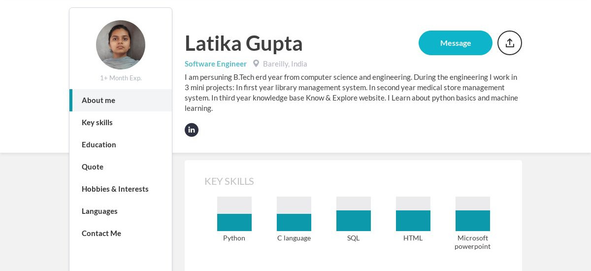 Latika Gupta Online Resume | CraftmyCV