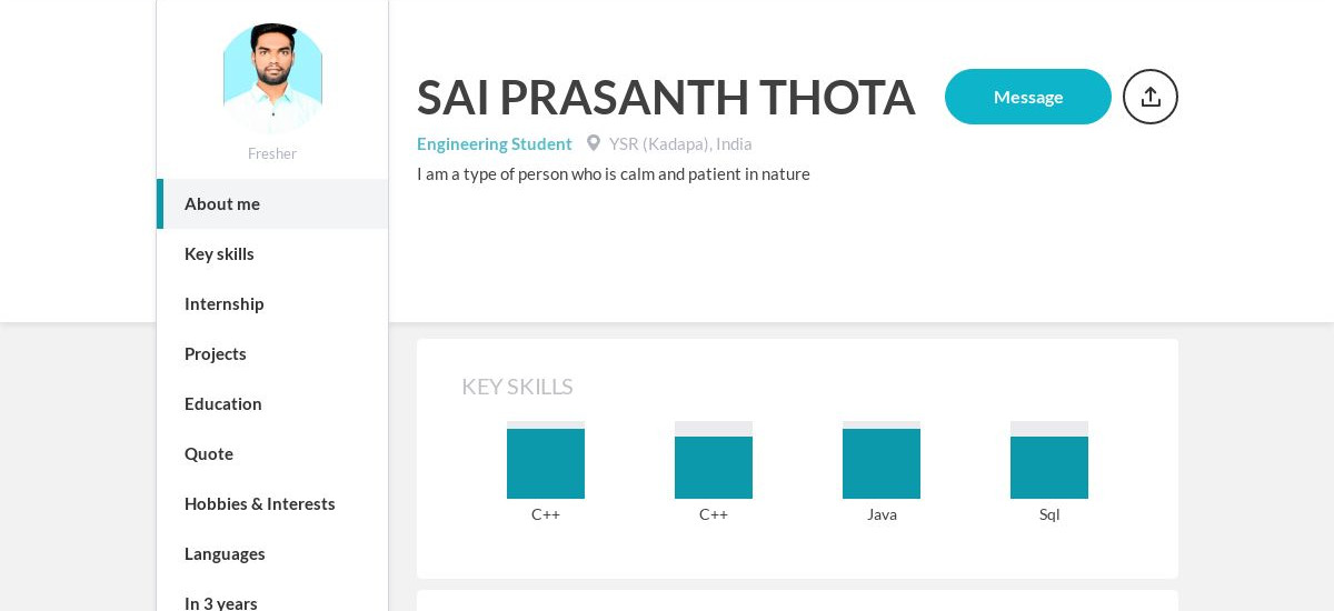 SAI PRASANTH THOTA Online Resume | CraftmyCV