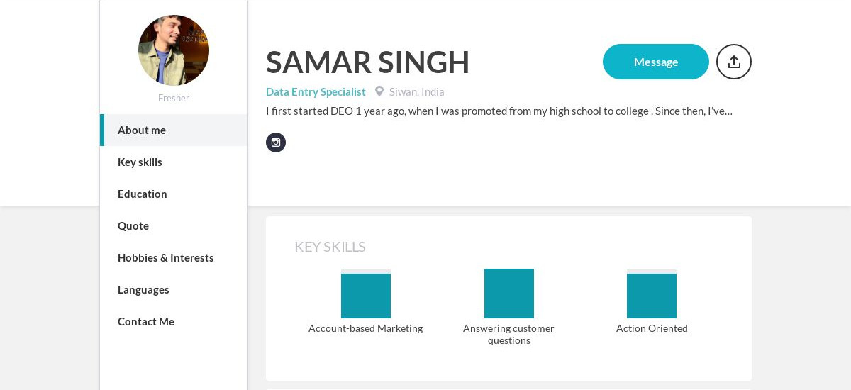 SAMAR SINGH Online Resume | CraftmyCV
