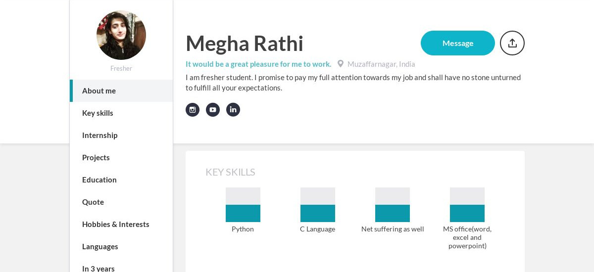 Megha Rathi Online Resume | CraftmyCV