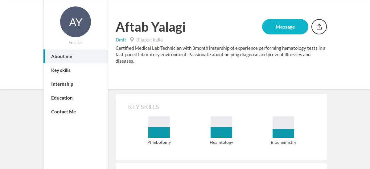 Aftab Yalagi Online Resume | CraftmyCV