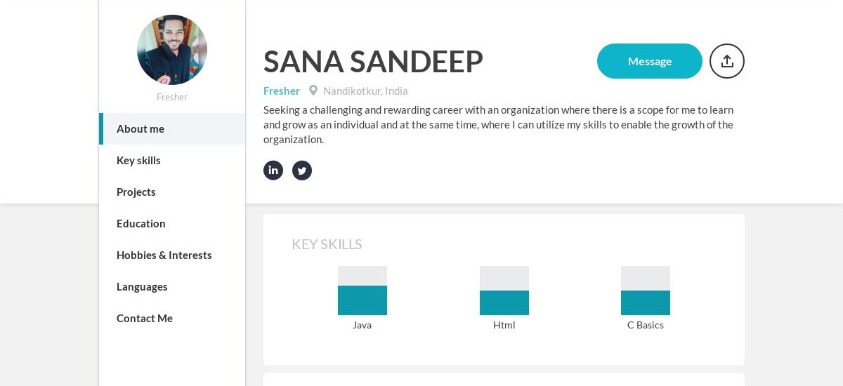 SANA SANDEEP Online Resume | CraftmyCV