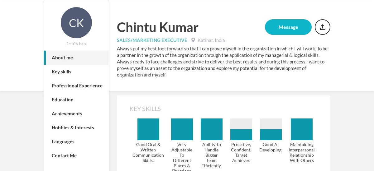 Chintu Kumar Online Resume | CraftmyCV