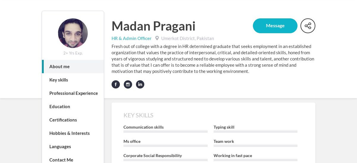 Madan Pragani Online Resume | CraftmyCV