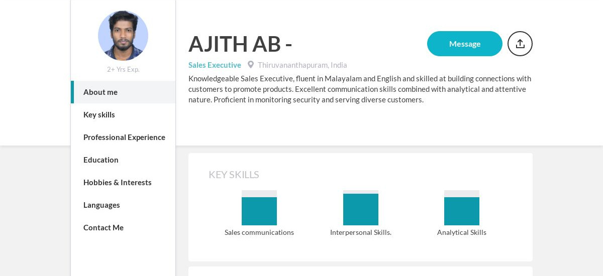 AJITH A B Online Resume | CraftmyCV