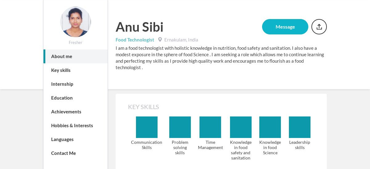 Anu Sibi Online Resume | CraftmyCV