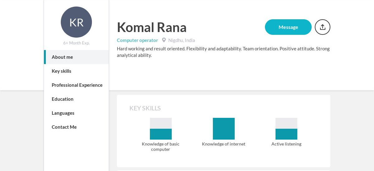 Komal Rana Online Resume | CraftmyCV