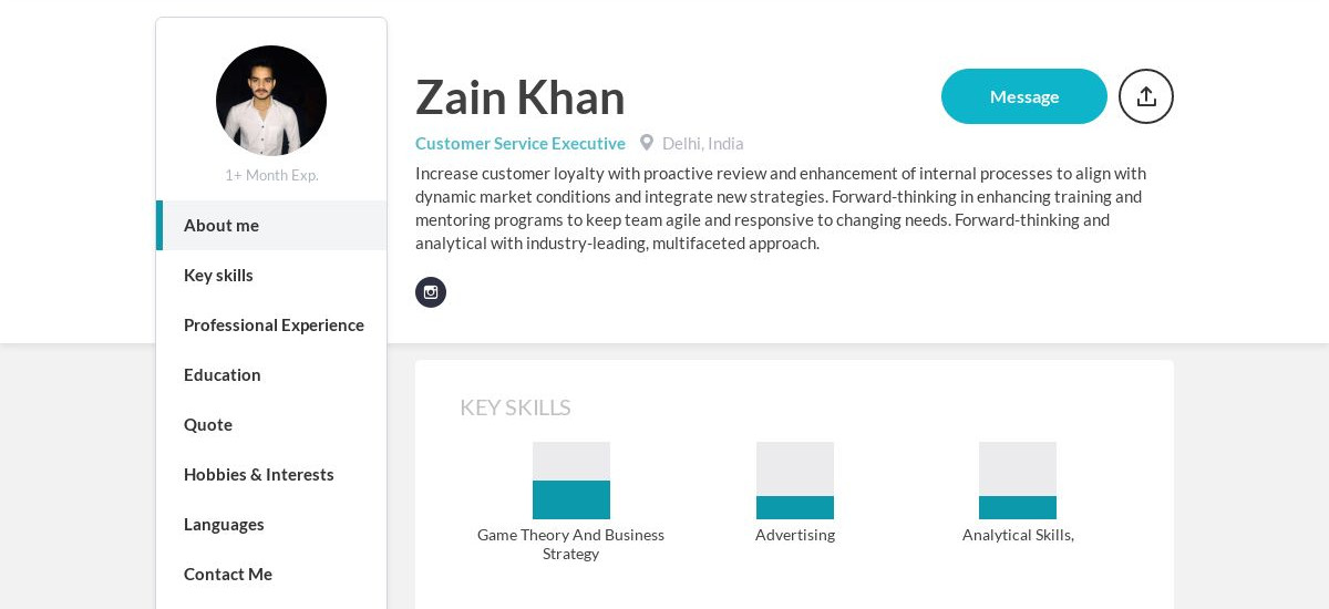 Zain Khan Online Resume | CraftmyCV