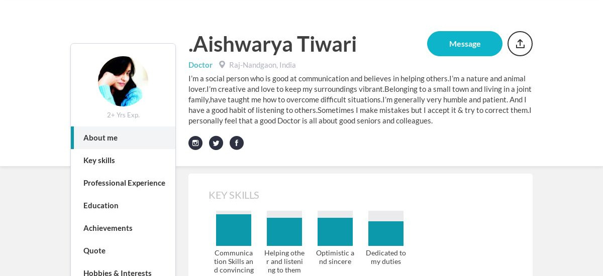 .Aishwarya Tiwari Online Resume | CraftmyCV
