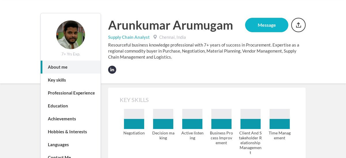 Arunkumar Arumugam Online Resume | CraftmyCV