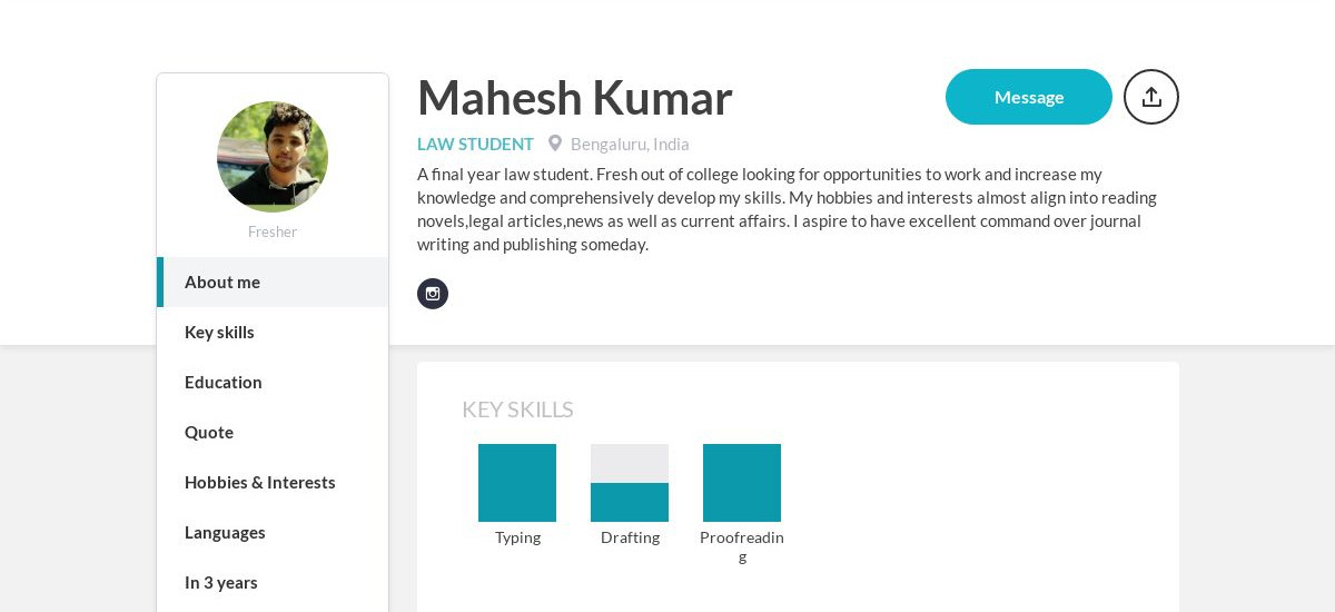 Mahesh Kumar Online Resume | CraftmyCV