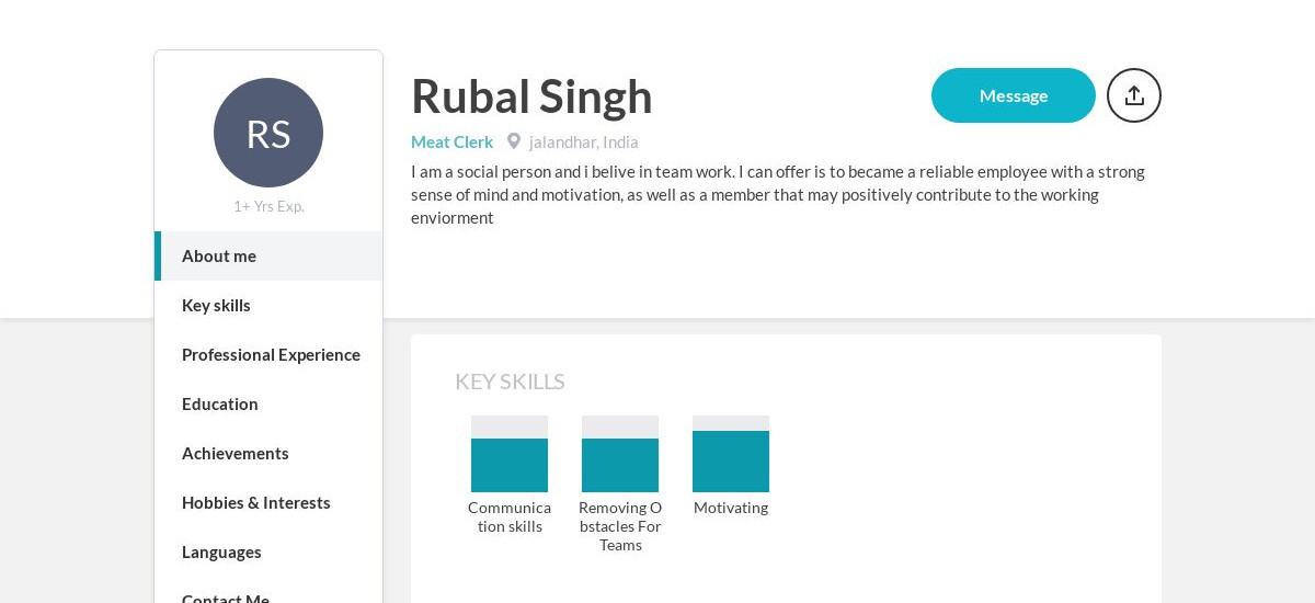 Rubal Singh Online Resume | CraftmyCV