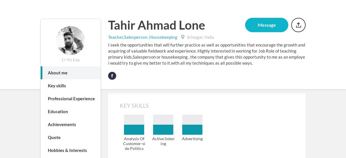 Tahir Ahmad Lone Online Resume | CraftmyCV