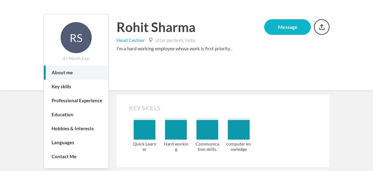 Rohit Sharma Online Resume | CraftmyCV