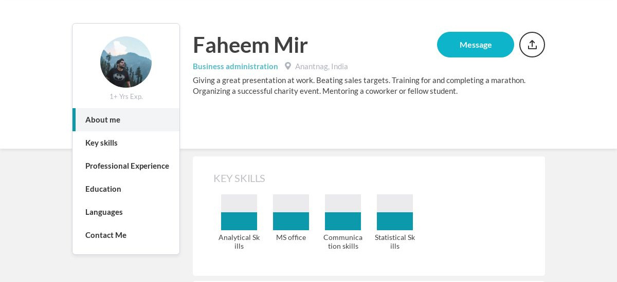 Faheem Mir Online Resume | CraftmyCV