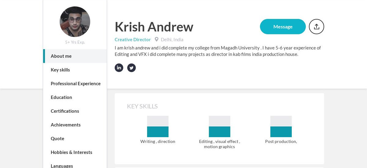 Krish Andrew Online Resume | CraftmyCV