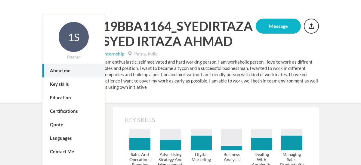 19BBA1164_SYEDIRTAZA SYED IRTAZA AHMAD Online Resume | CraftmyCV
