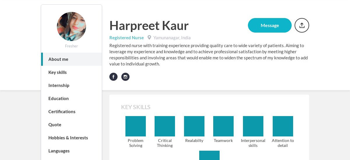 Harpreet Kaur Online Resume | CraftmyCV