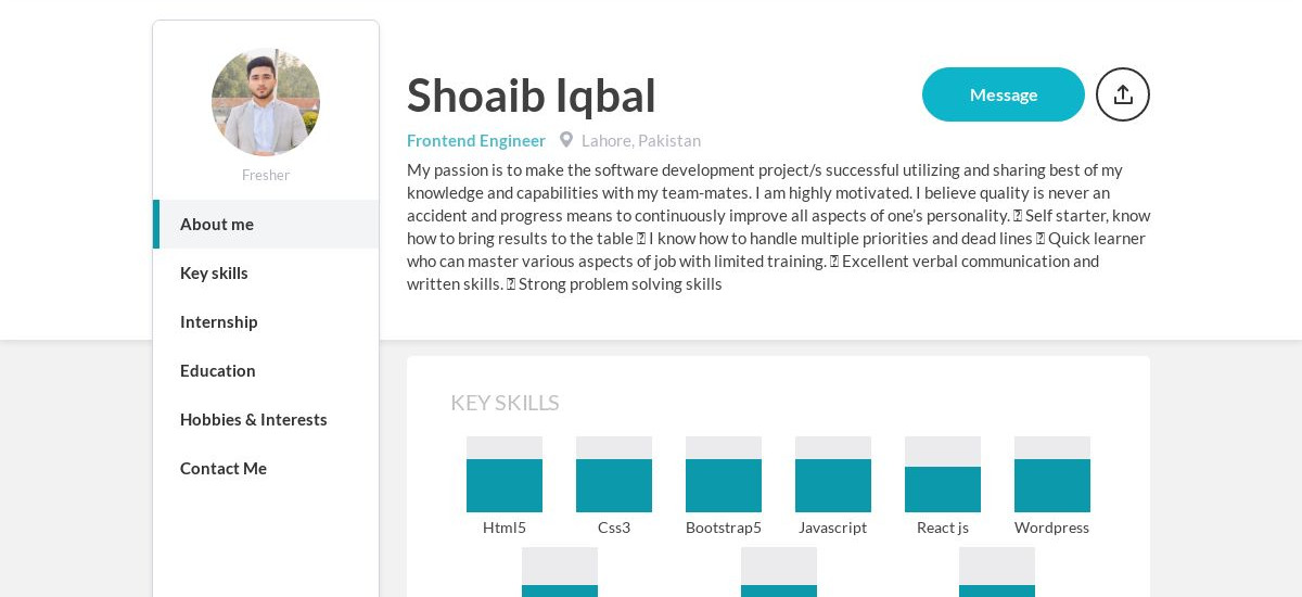Shoaib Iqbal Online Resume | CraftmyCV