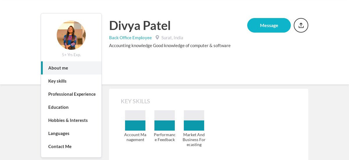 Divya Patel Online Resume | CraftmyCV