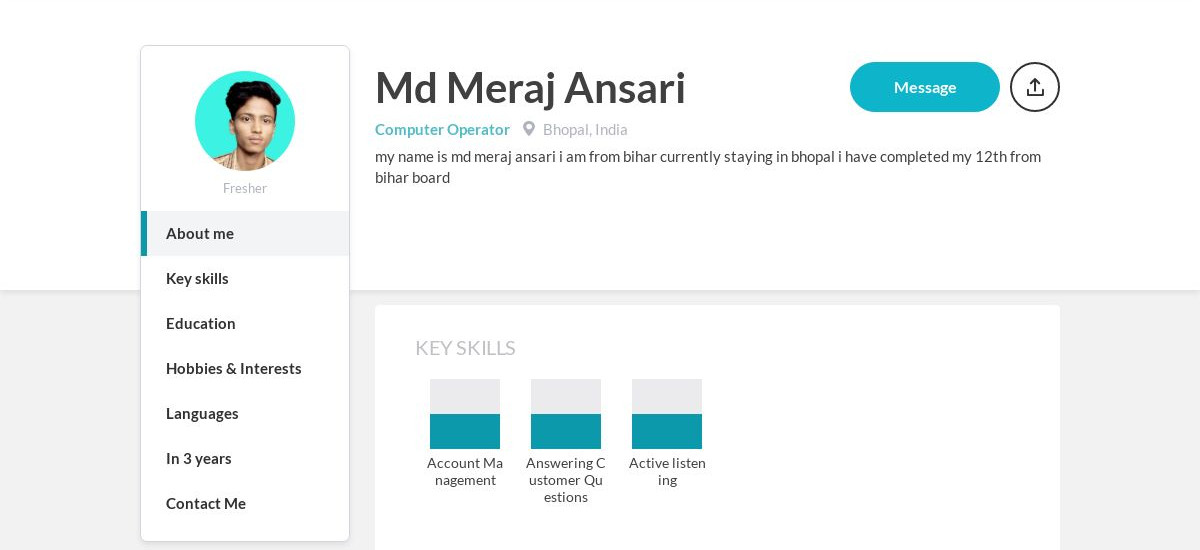 Md Meraj Ansari Online Resume | CraftmyCV