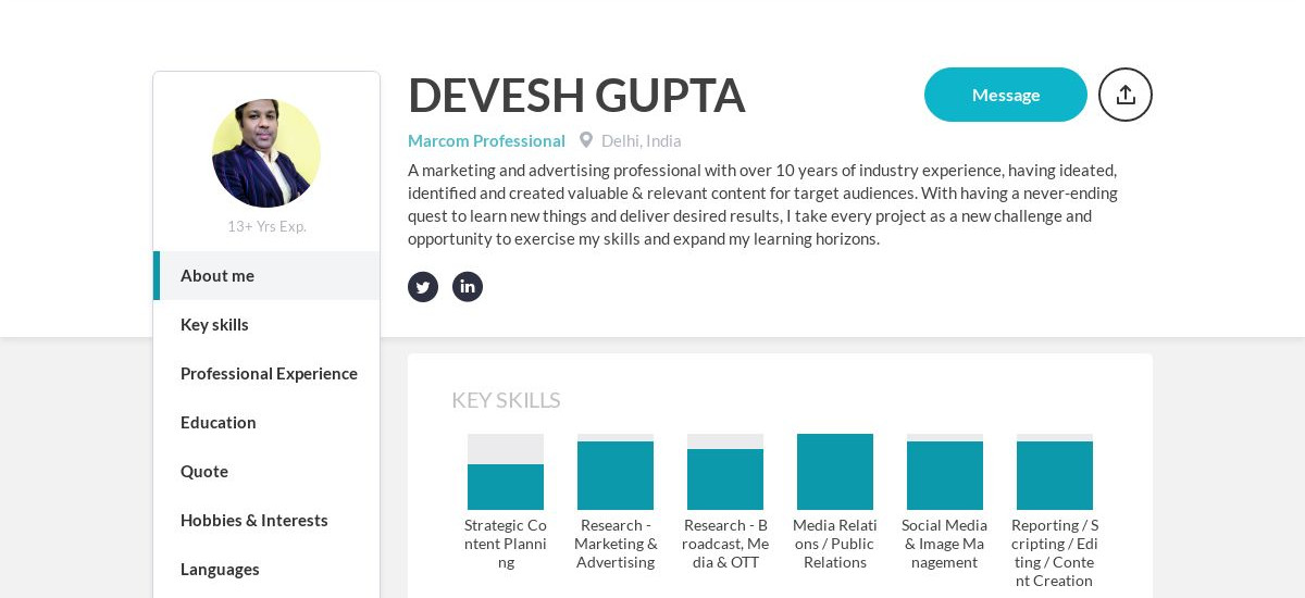 DEVESH GUPTA Online Resume | CraftmyCV