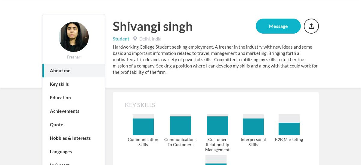 Shivangi Singh Online Resume | CraftmyCV