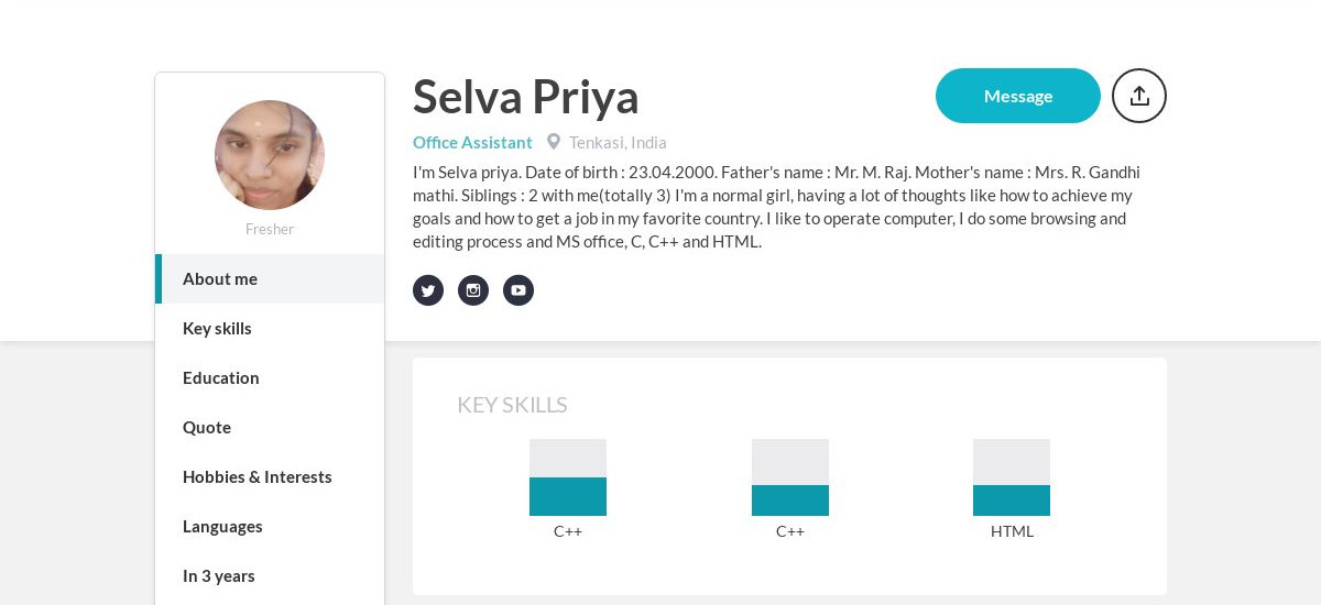 Selva Priya Online Resume | CraftmyCV