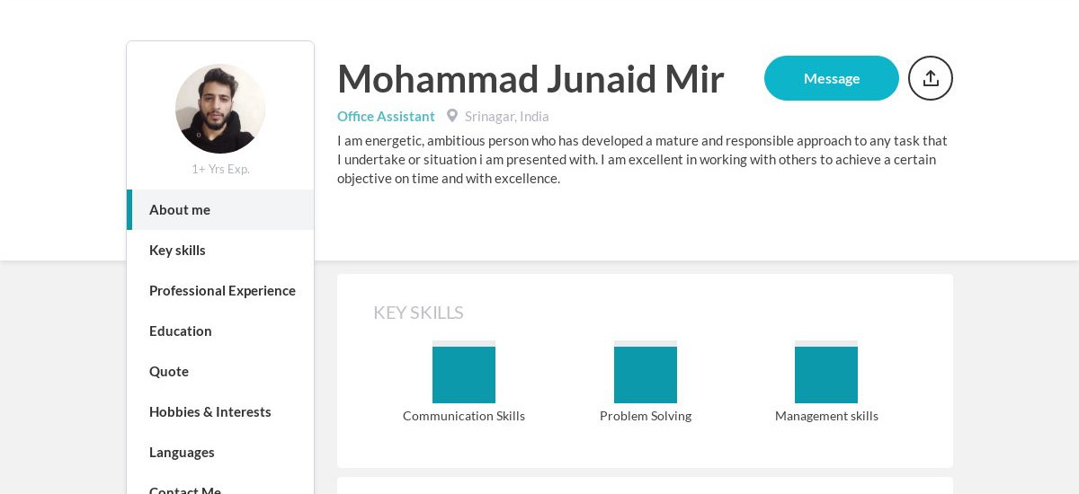 Mohammad Junaid Mir Online Resume | CraftmyCV