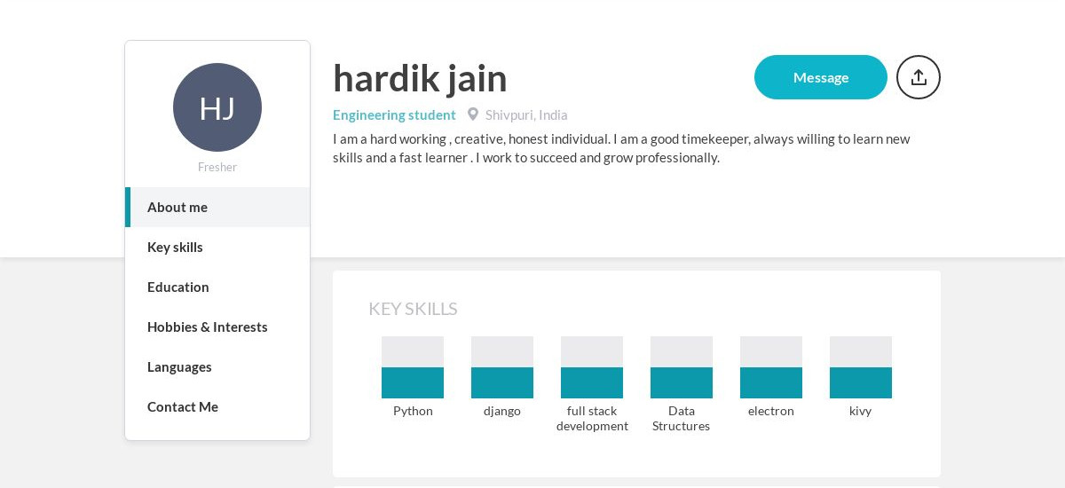 Hardik Jain Online Resume | CraftmyCV