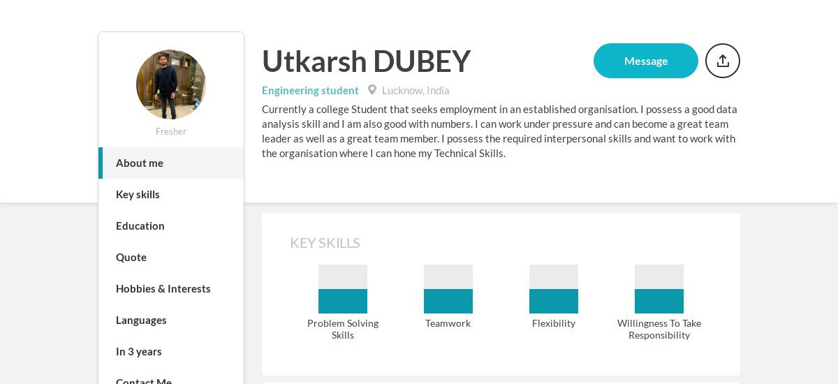 Utkarsh DUBEY Online Resume | CraftmyCV Utkarsh DUBEY Online Resume | CraftmyCV