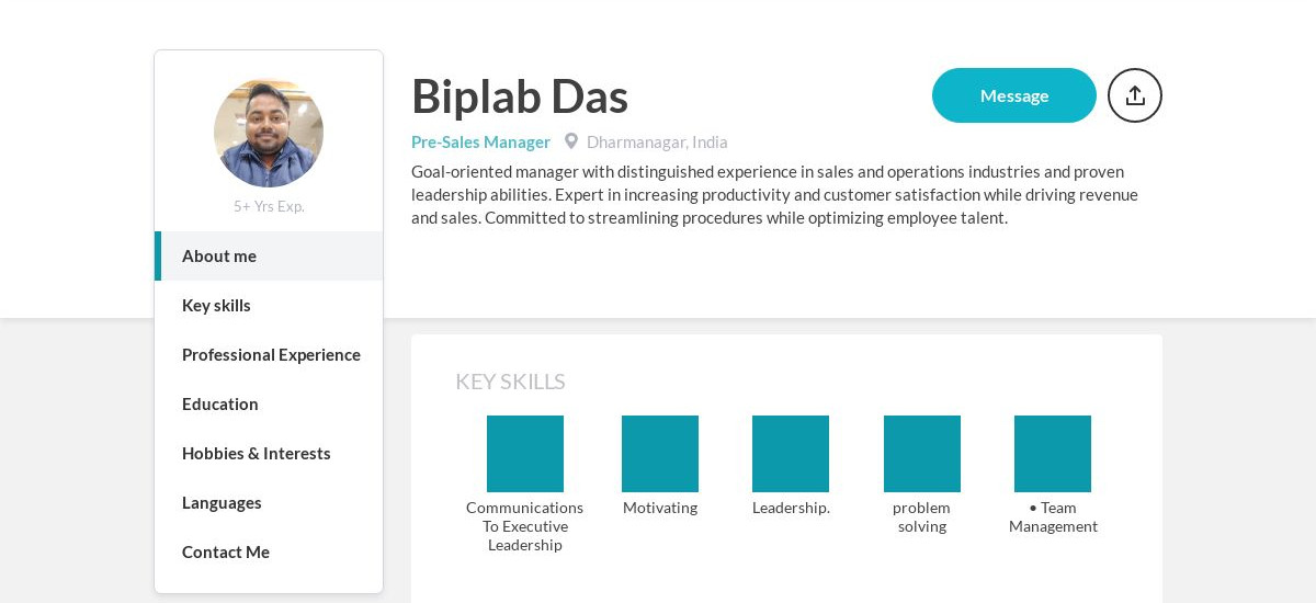Biplab Das Online Resume | CraftmyCV