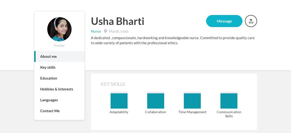 Usha Bharti Online Resume | CraftmyCV