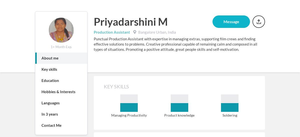 Priyadarshini M Online Resume | CraftmyCV