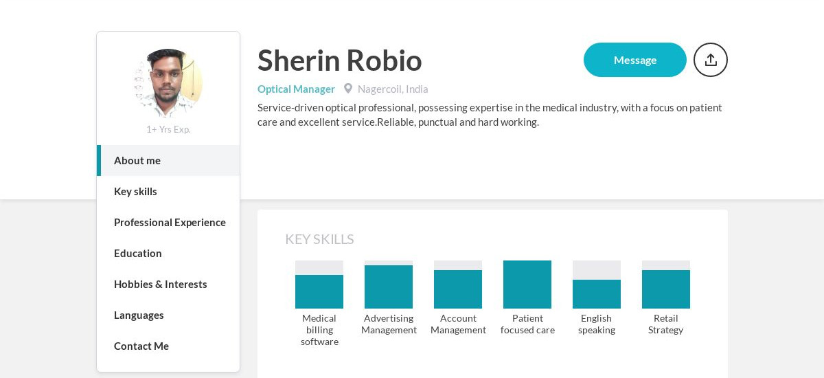 Sherin Robio Online Resume | CraftmyCV