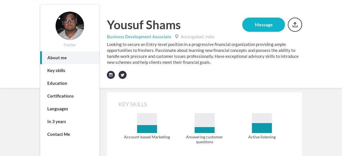 Yousuf Shams Online Resume | CraftmyCV