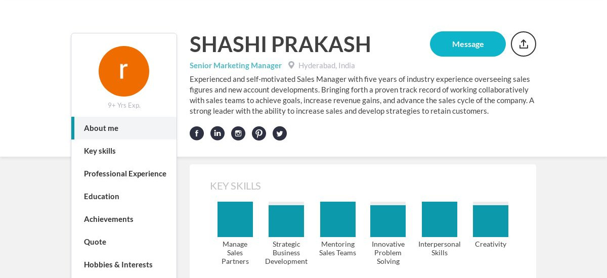 SHASHI PRAKASH Online Resume | CraftmyCV