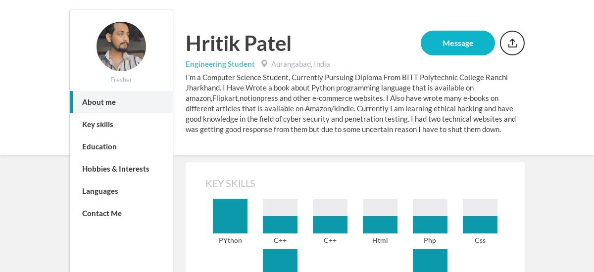 Hritik Patel Online Resume | CraftmyCV