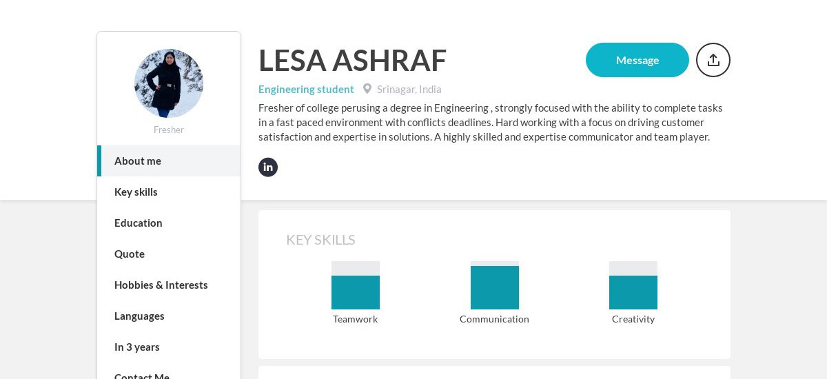 LESA ASHRAF Online Resume | CraftmyCV