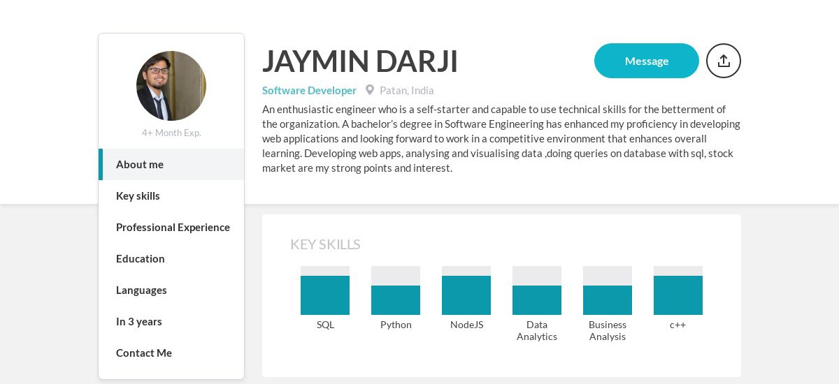 JAYMIN DARJI Online Resume | CraftmyCV