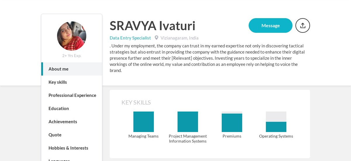 SRAVYA Ivaturi Online Resume | CraftmyCV