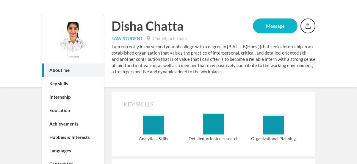 Disha Chatta Online Resume | CraftmyCV