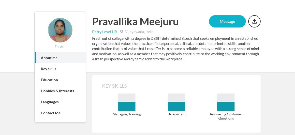 Pravallika Meejuru Online Resume | CraftmyCV