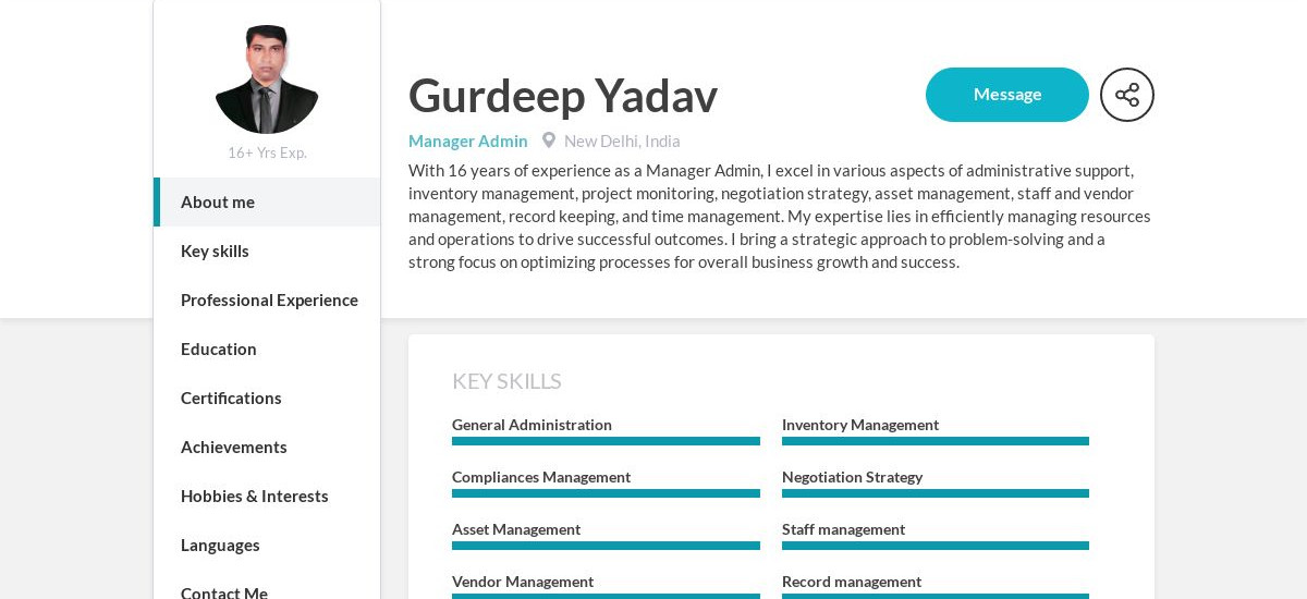 Gurdeep Yadav Online Resume | CraftmyCV