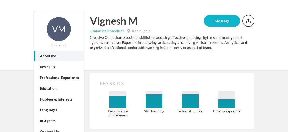 Vignesh M Online Resume Craftmycv 